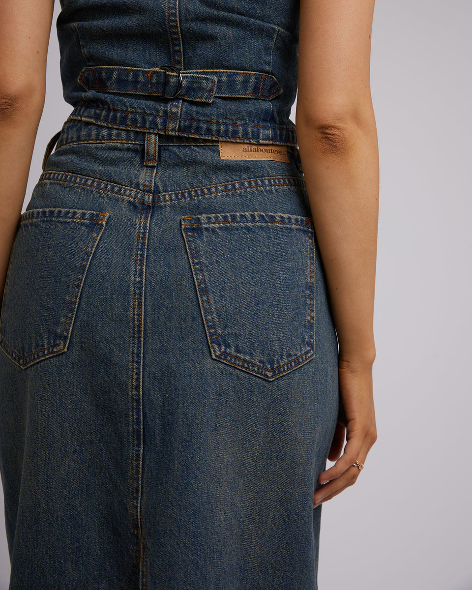 All About Eve Ray Maxi Skirt - Dirty Denim – Sarsaparilla Boutique